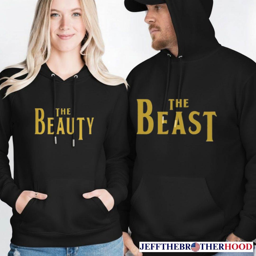 💛 Beauty and Beast Gold Logo Valentine Couple T-Shirt