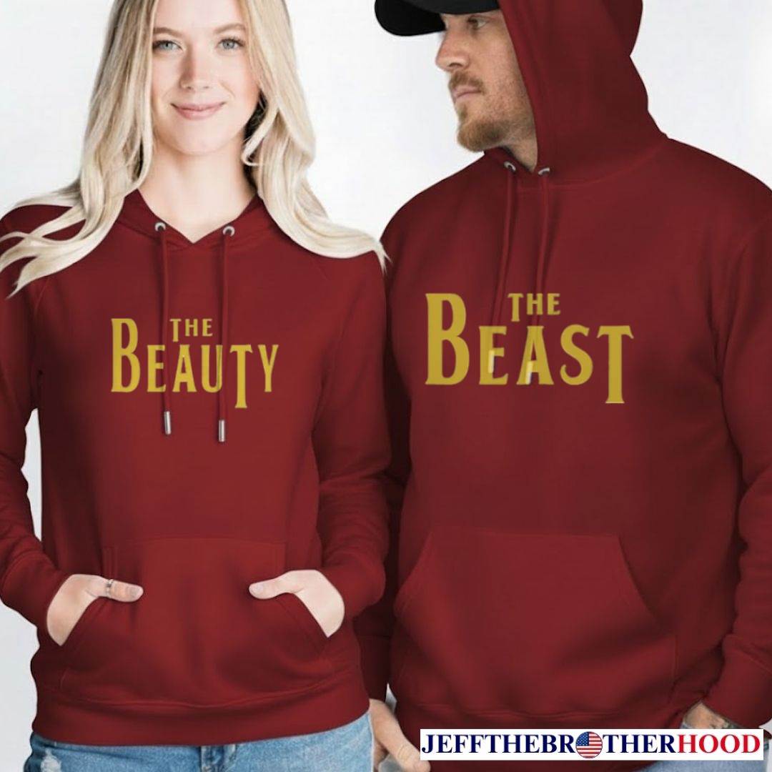 💛 Beauty and Beast Gold Logo Valentine Couple T-Shirt
