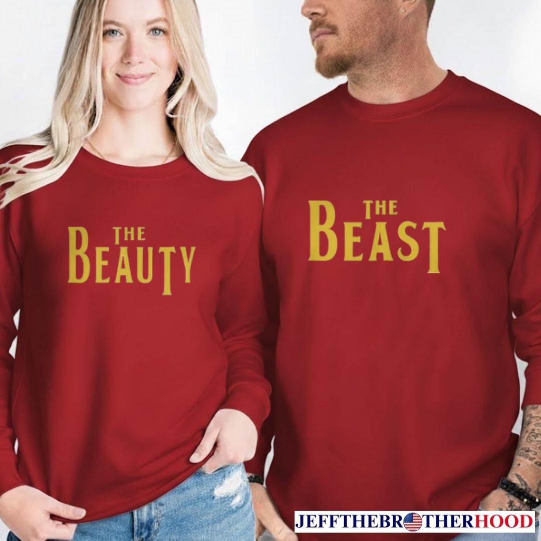 💛 Beauty and Beast Gold Logo Valentine Couple T-Shirt